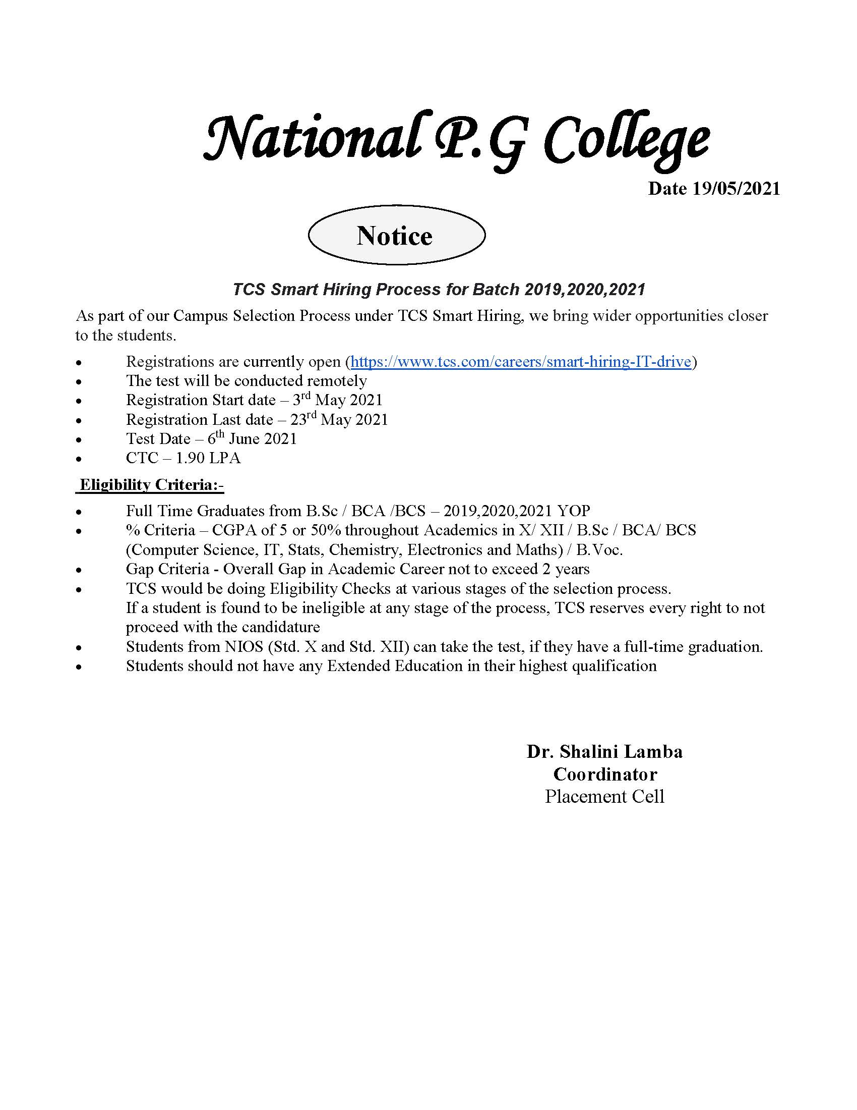 National P.G. College