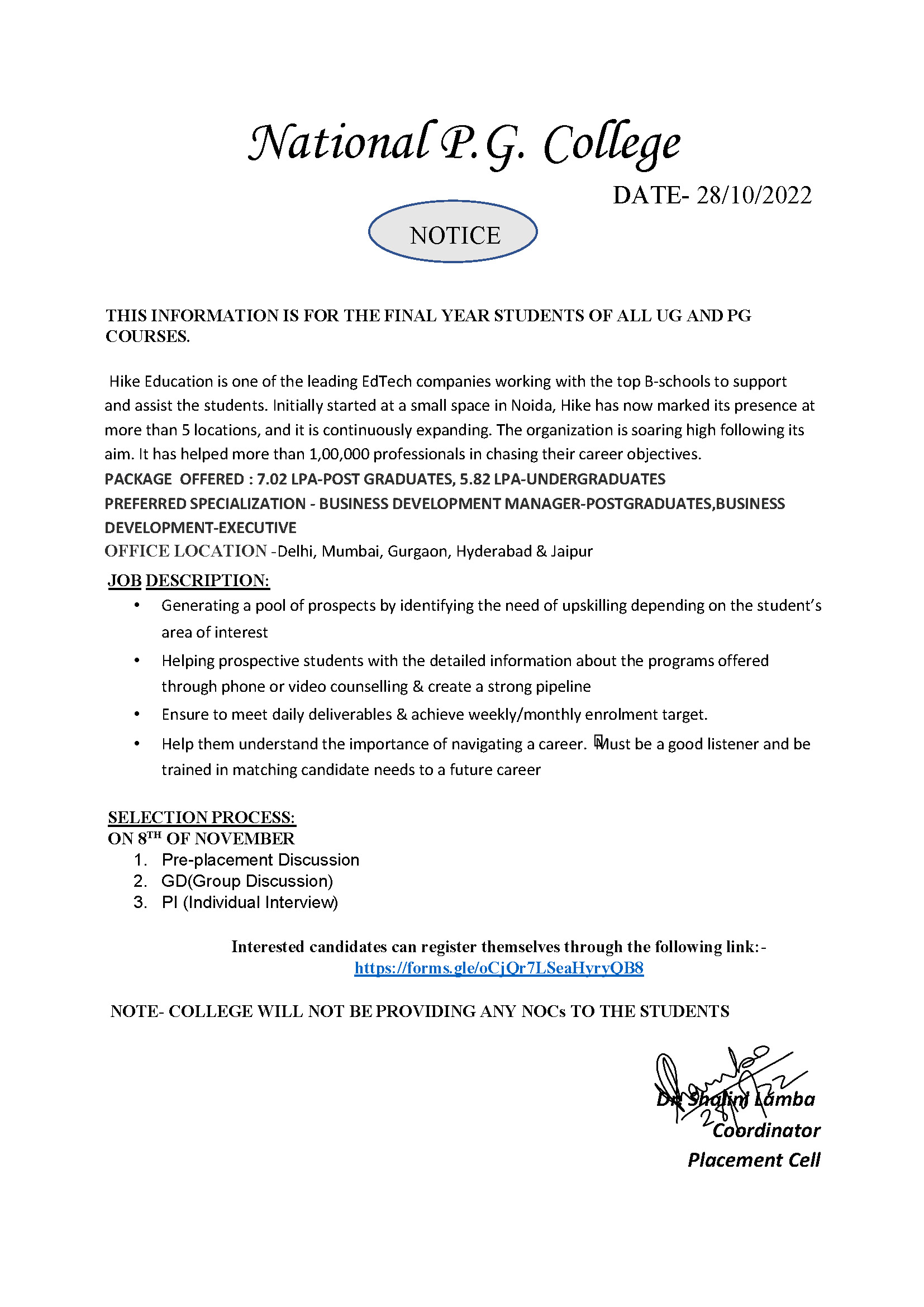 National Post Graduate College